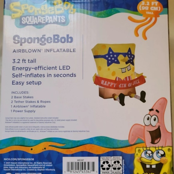 Gemmy | Holiday | 22 Gemmy Spongebob July 4th Patriotic Airblown ...